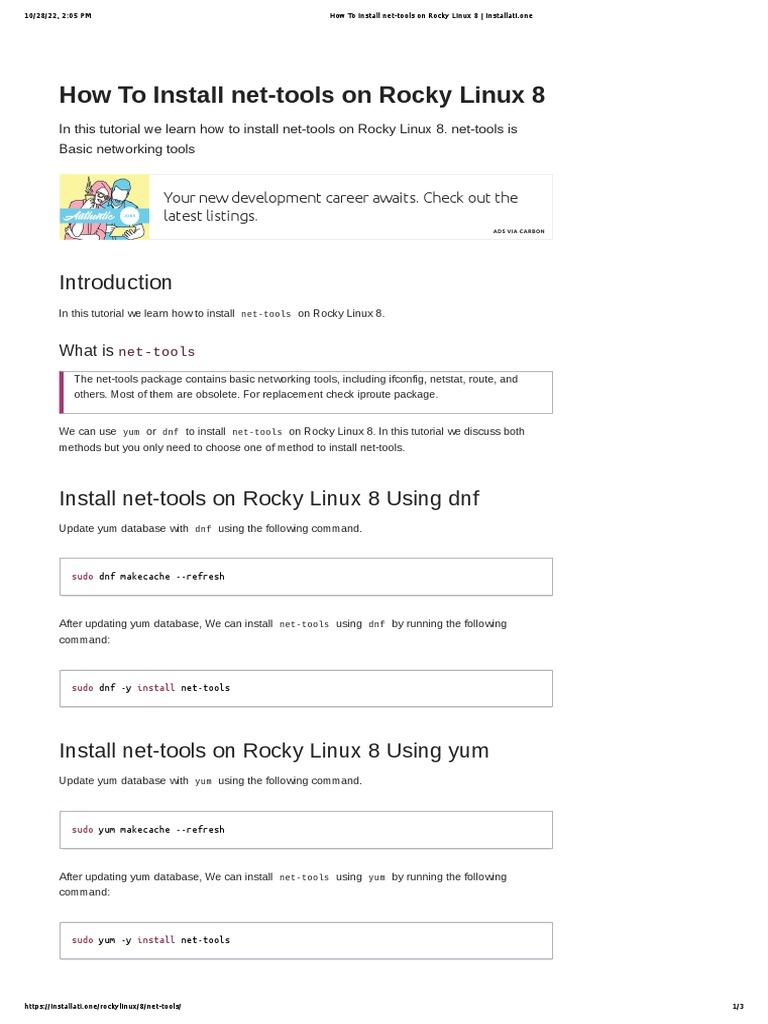 How To Install Net-Tools On Rocky Linux 8 - Installati - One | Download Free PDF | Unix ...