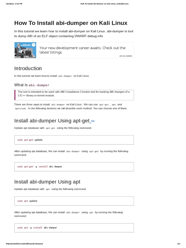 How To Install Abi-Dumper On Kali Linux - Installati - One | PDF ...