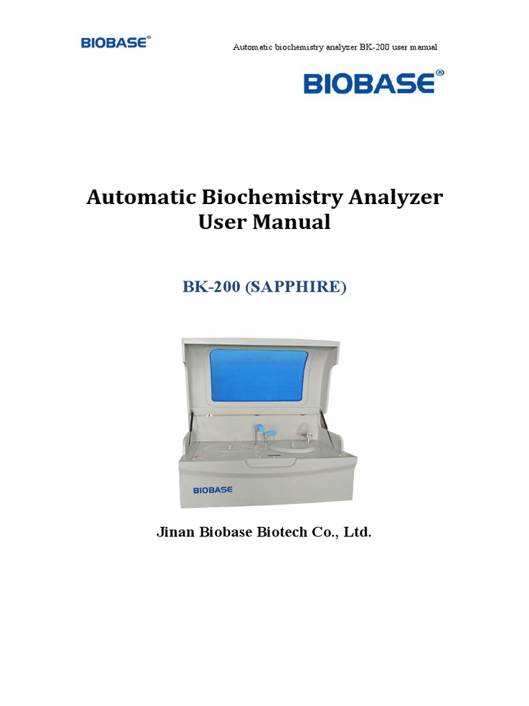 Automatic Biochemistry Analyzer BK-200 User Manual | PDF | Calibration ...