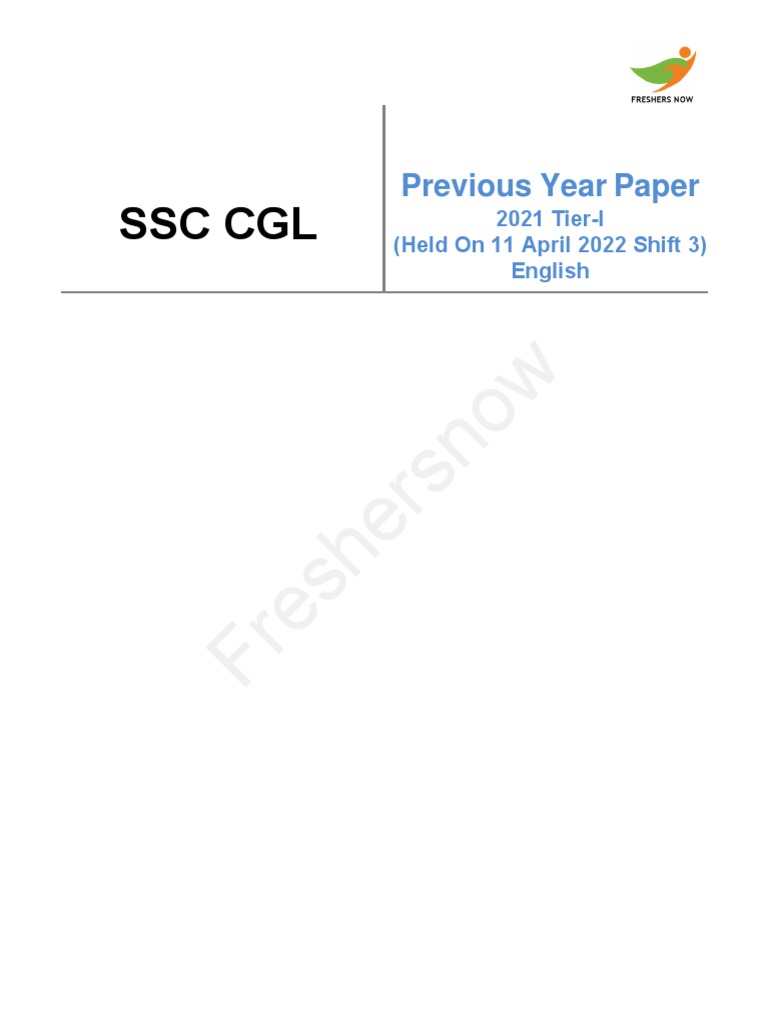 SSC CGL 2021 Tier I 11th April 2022 Shift 3 Model Paper | PDF | Question