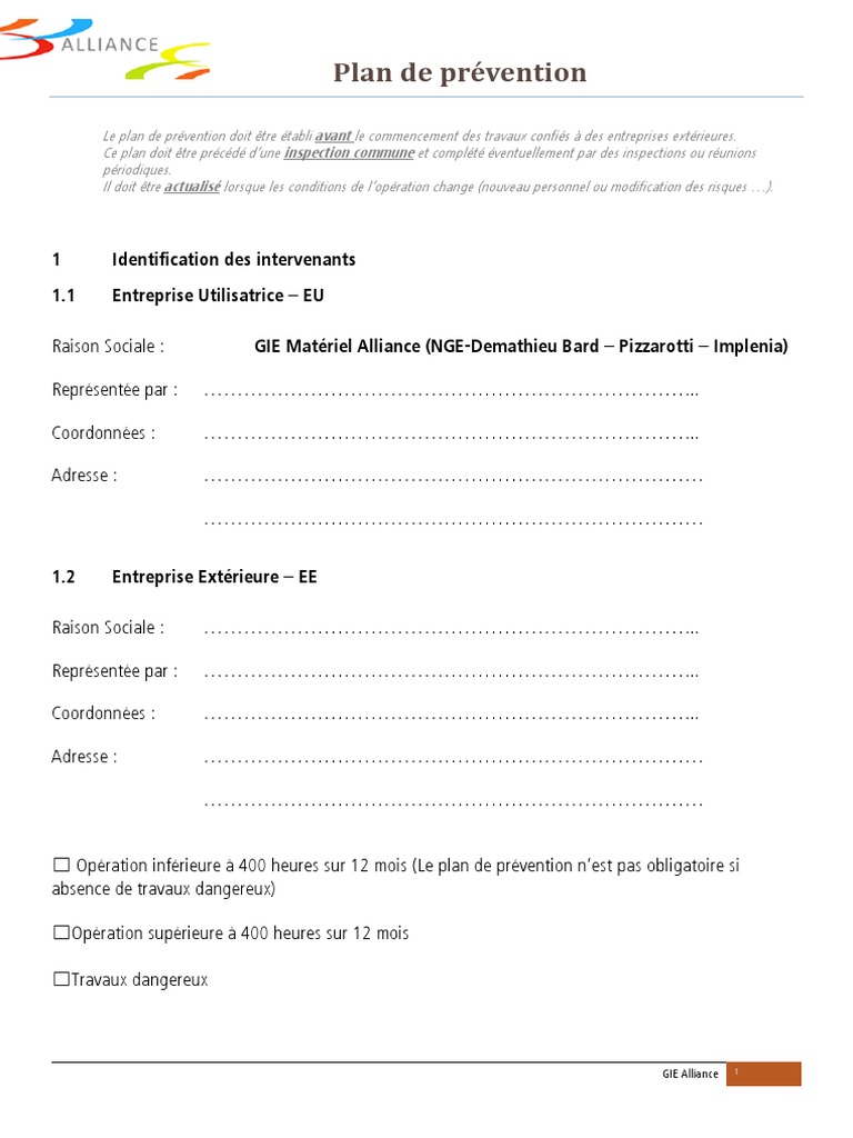 Annexe K - Plan de Prevention | PDF | Prophylaxie | Sécurité