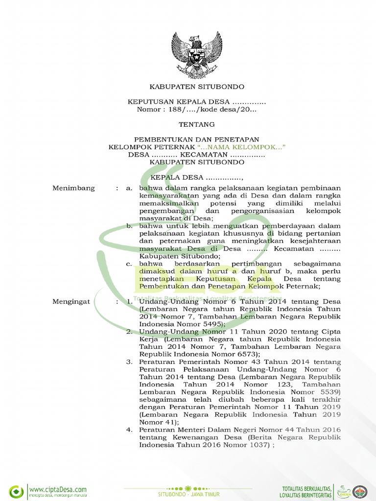 Draft SK Kelompok Ternak | PDF