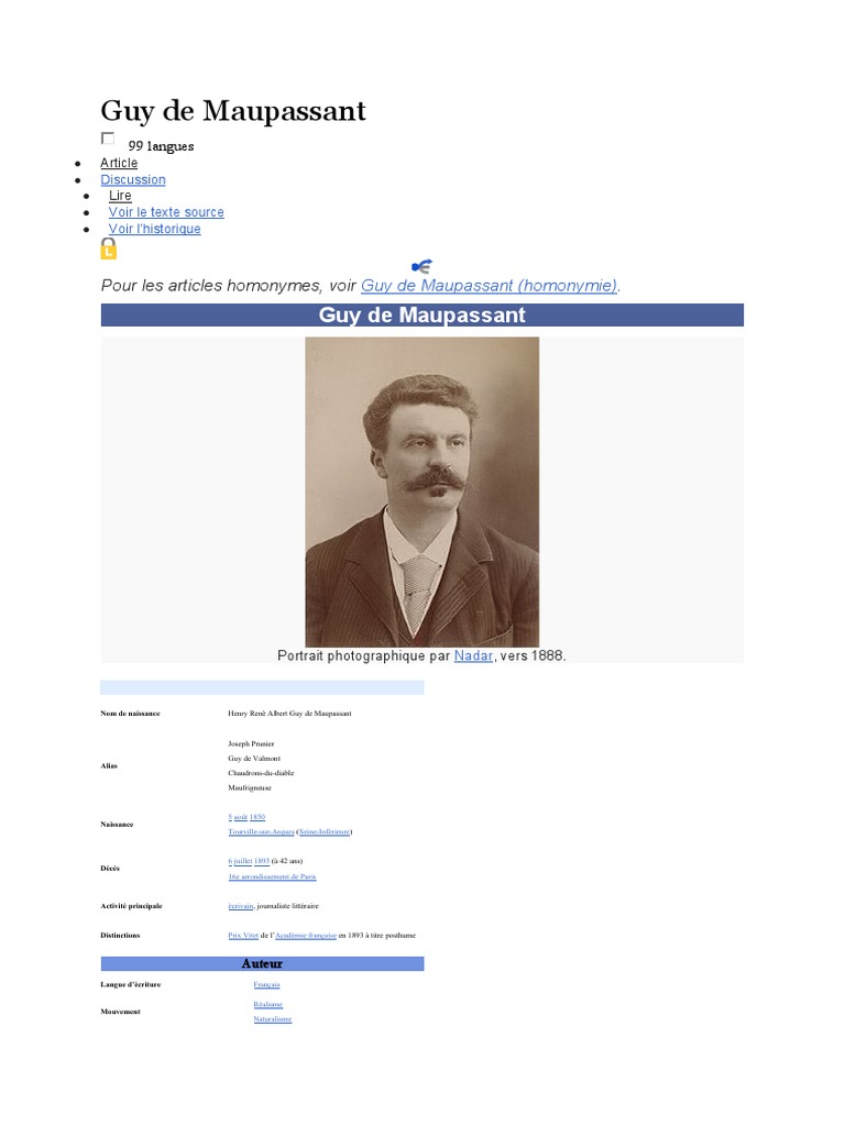 Biographie de Guy de Maupassant | PDF | Guy de Maupassant