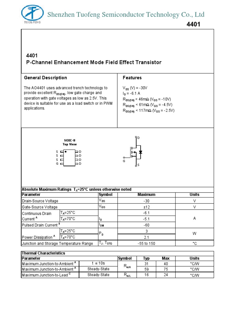 Shenzhen Tuofeng Semiconductor Technology Co., LTD: 4401 P-Channel ...