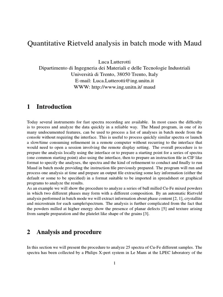 Batch Mode Rietveld Analysis with Maud | PDF | Command Line Interface ...