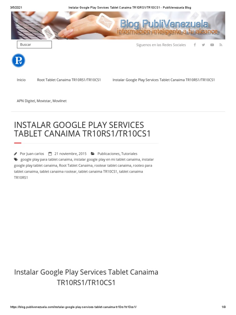 Instalar Google Play Services Tablet Canaima TR10RS1 - TR10CS1 - PubliVenezuela Blog | PDF ...