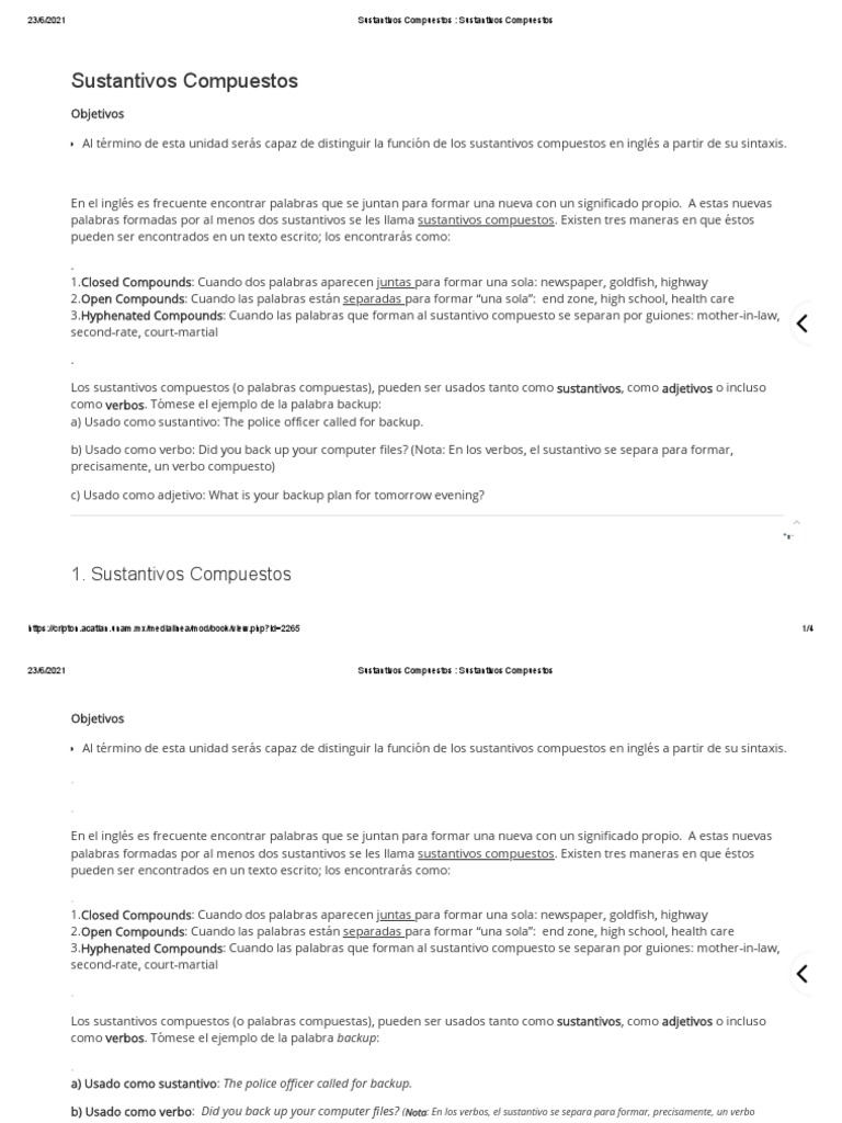 Sustantivos Compuestos - Sustantivos Compuestos | PDF | Semántica ...