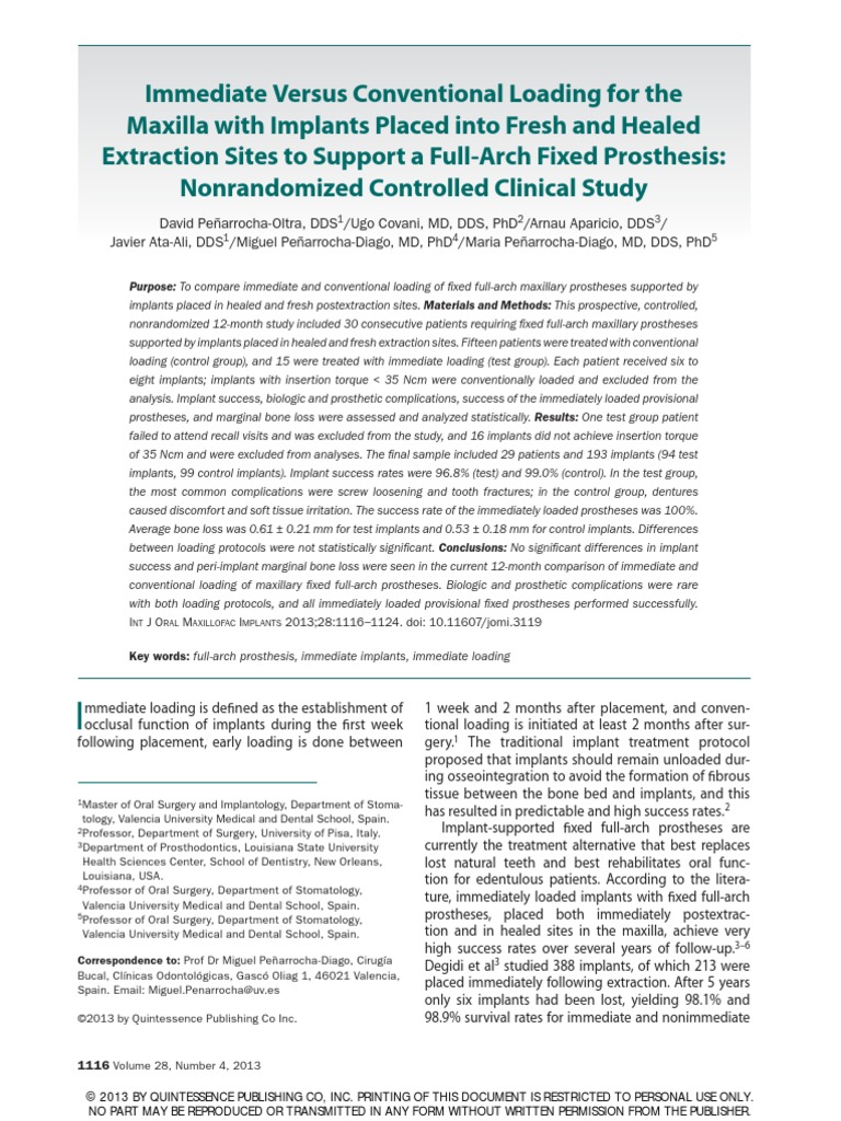 Immediate Versus Conventional Loading For The Maxilla With Implants ...