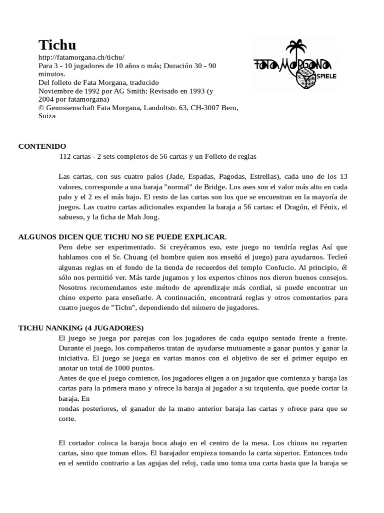 Tichu ES | PDF | Dominó chino | Juegos de azar
