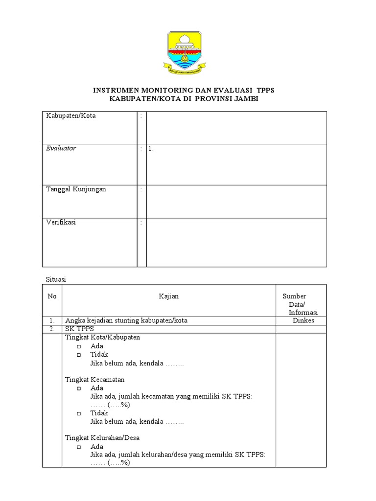 Instrumen Monev - PPS - Kab Kota | PDF