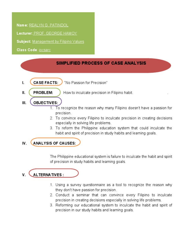 Sample Simplified Process of Case Analysis | PDF | Reason | Learning