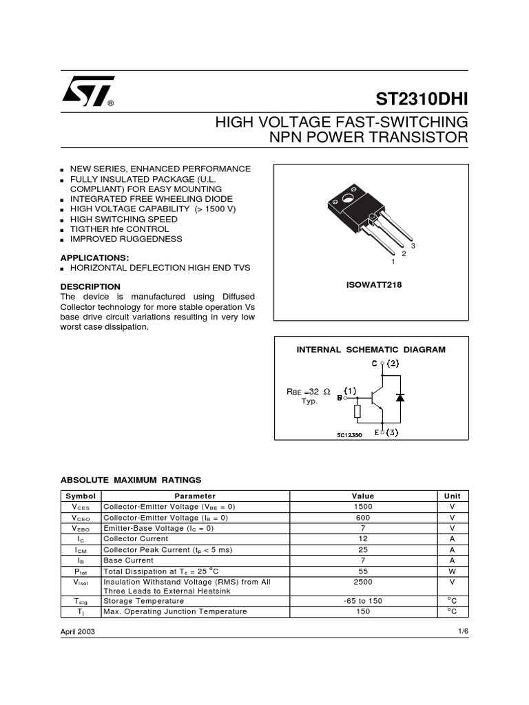 ST 2310 Dhi | PDF | Bipolar Junction Transistor | Electronics