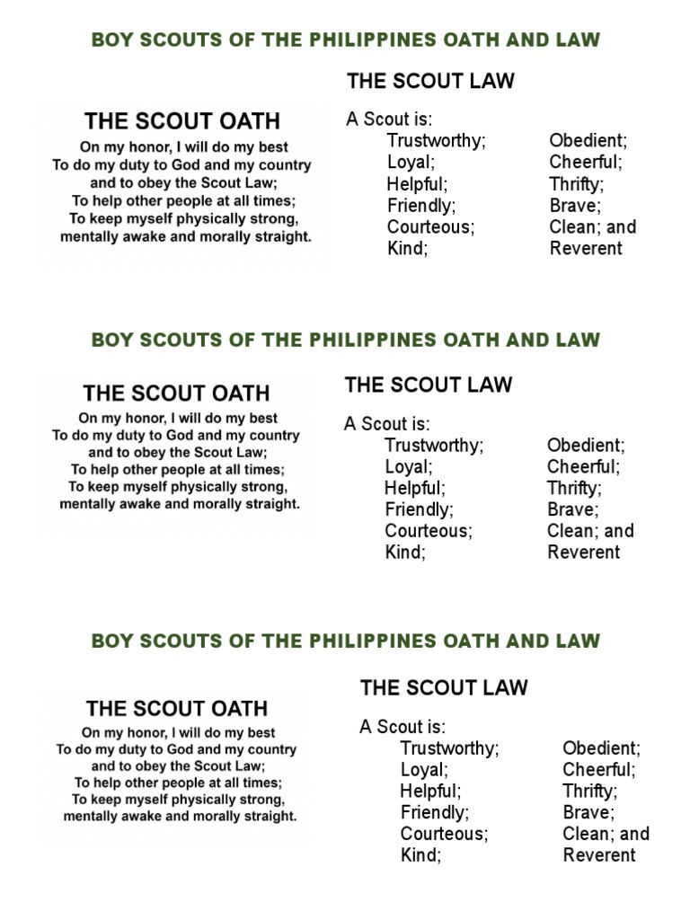 Boy Scouts of The Philippines Oath and Law | PDF Boy Scouts of The Philippines Oath and Law | PDF