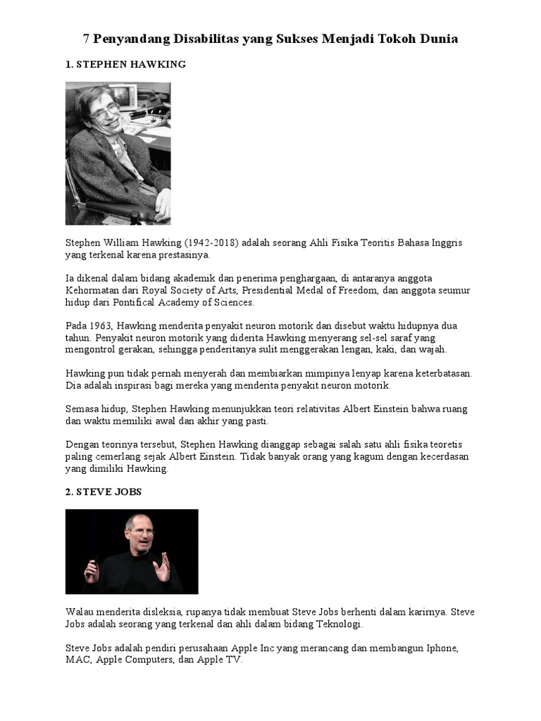 7 Penyandang Disabilitas Yang Sukses Menjadi Tokoh Dunia | PDF
