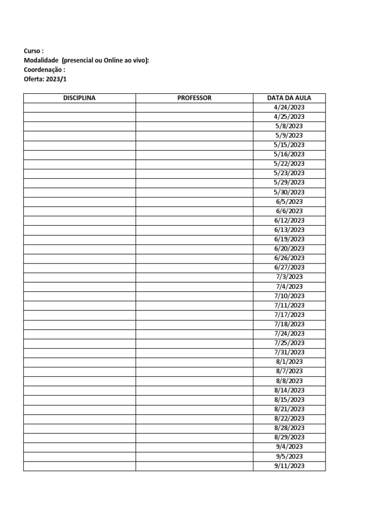 Modelo Cronograma para PPC | PDF