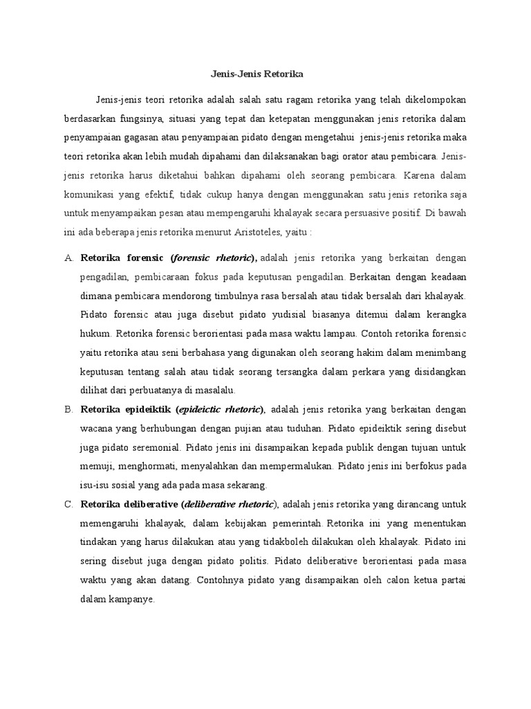 Jenis-Jenis Retorika: Retorika Forensic (Forensic Rhetoric) | PDF