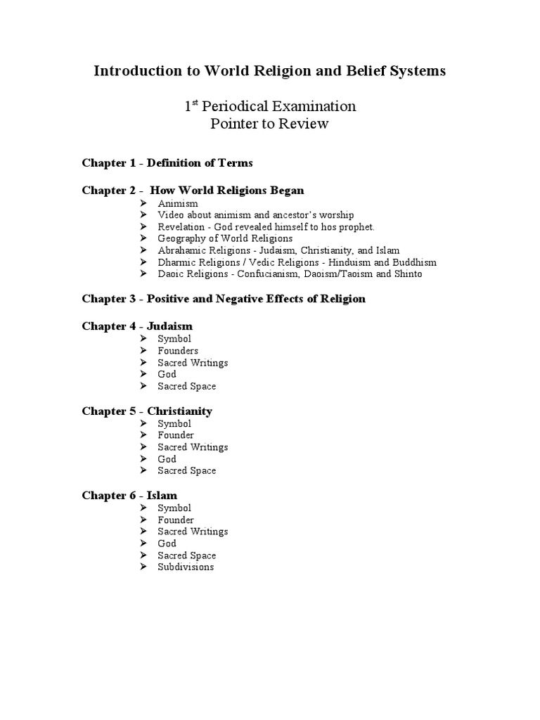 Pointers To Review World Religion | PDF