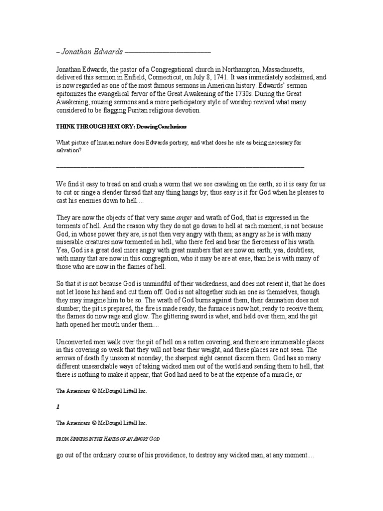 Sinners in The Hands of An Angry God-2 | PDF | Jonathan Edwards ...
