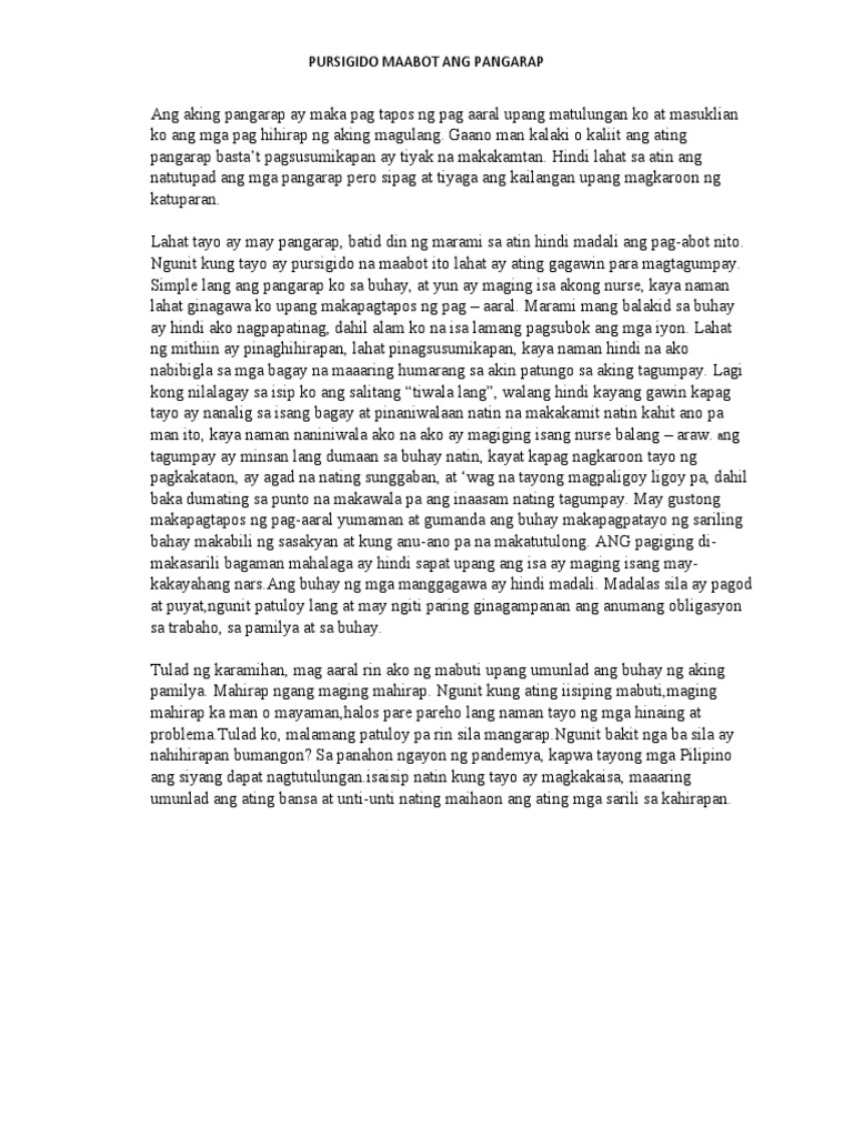 Ang Aking Pangarap Ay Maka Pag Tapos NG Pag Aaral Upang Matulungan Ko ...