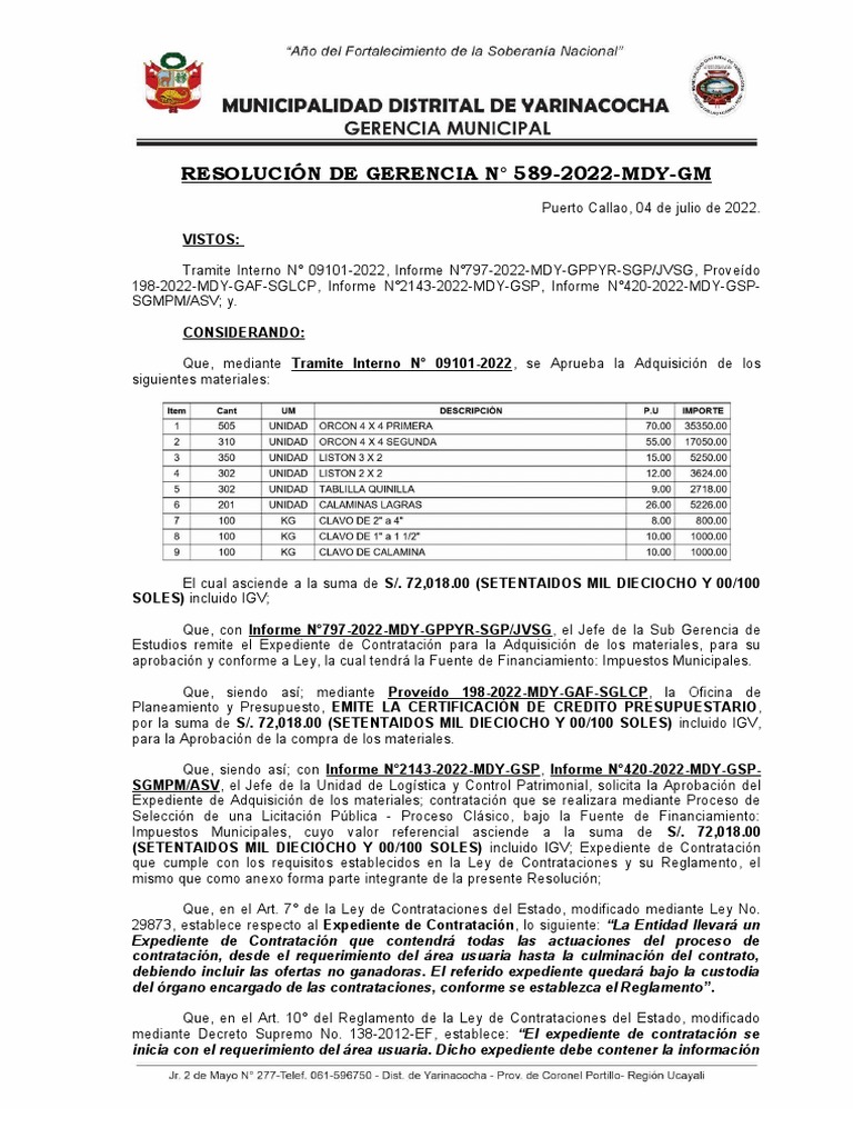 Resolución de Gerencia Mdy | PDF | Regulación | Justicia