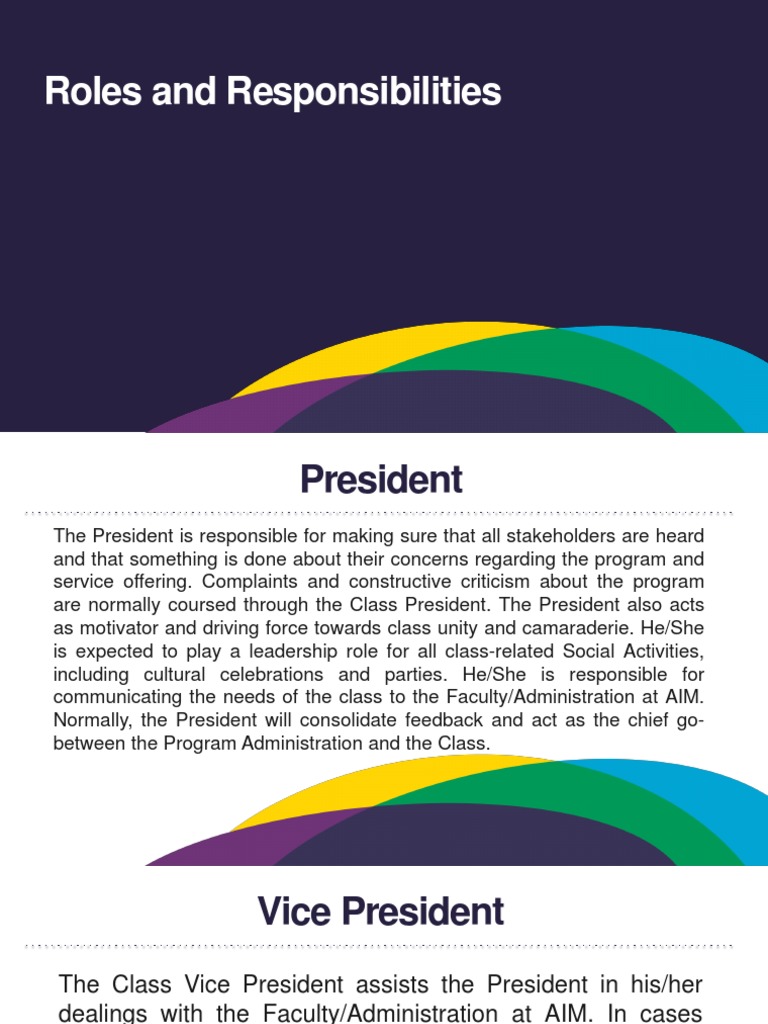 Roles and Responsibilities of Class Officers | PDF
