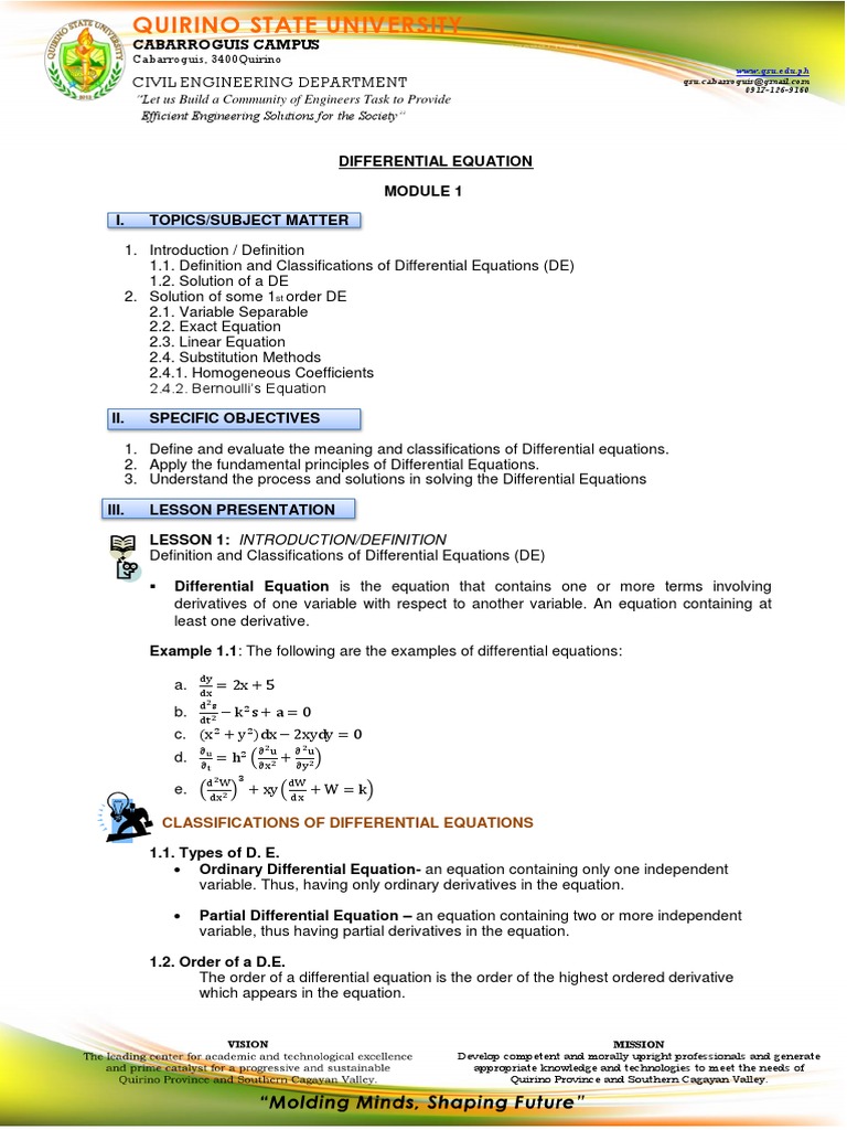Differential Equation Module 1 | PDF | Differential Equations | Equations