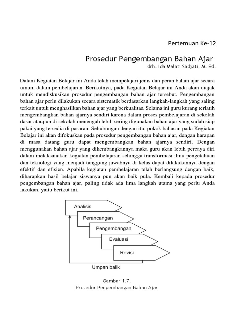 Pertemuan Ke - 12 Prosedur Pengembangan Bahan Ajar | PDF