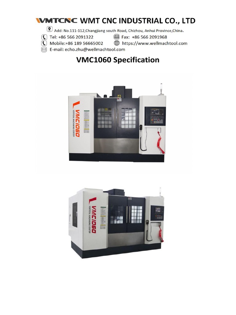VMC1060 specification-WMT CNC China | PDF | Numerical Control ...