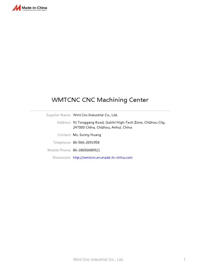 WMTCNC CNC Machining Center | PDF | Numerical Control | Machining