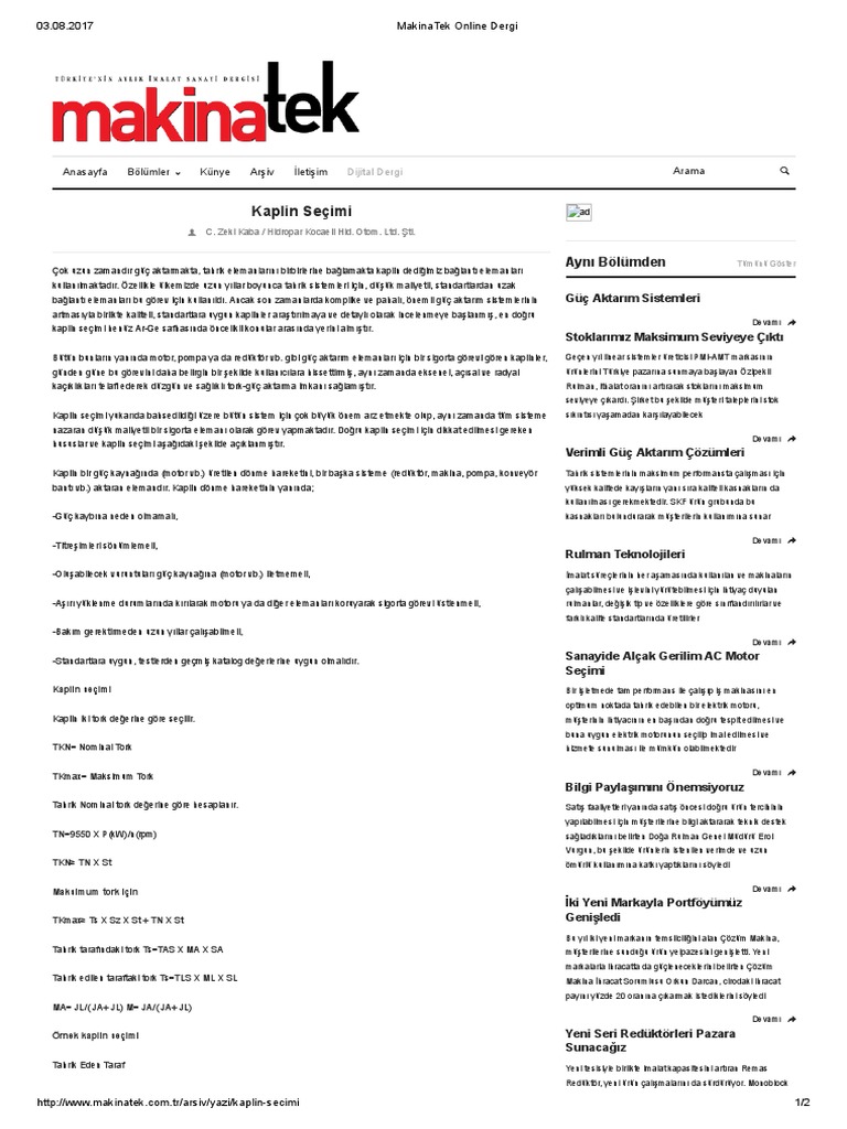 MakinaTek Online Dergi | PDF