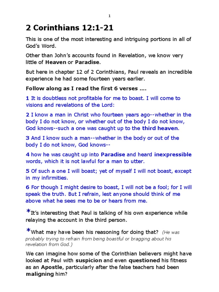 Paul's Vision and Thorn Explained | PDF | Paul The Apostle | Grace In ...