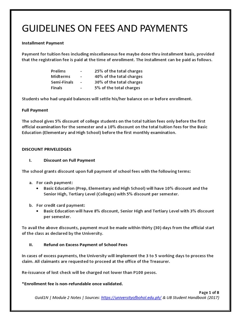MODULE 2 Guidelines and Fee Payments Grading System Administrative ...