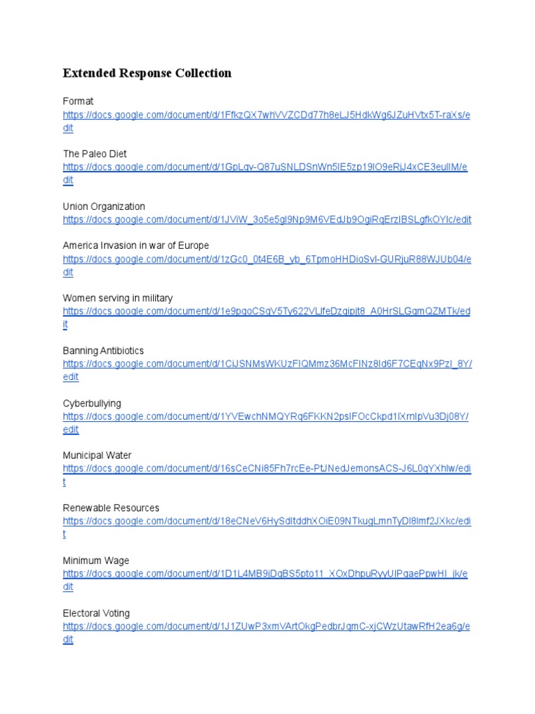 RLA Extended Response Collection | PDF