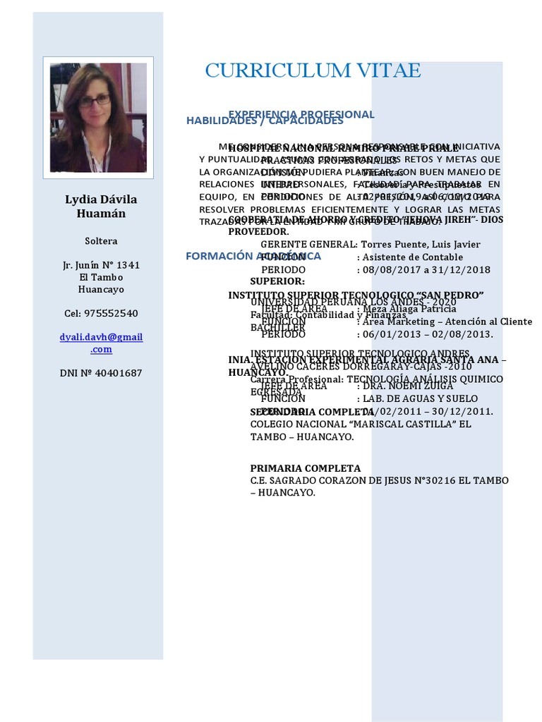 CV Lydia Dávila: Contabilidad y Finanzas | PDF | Business | Economias