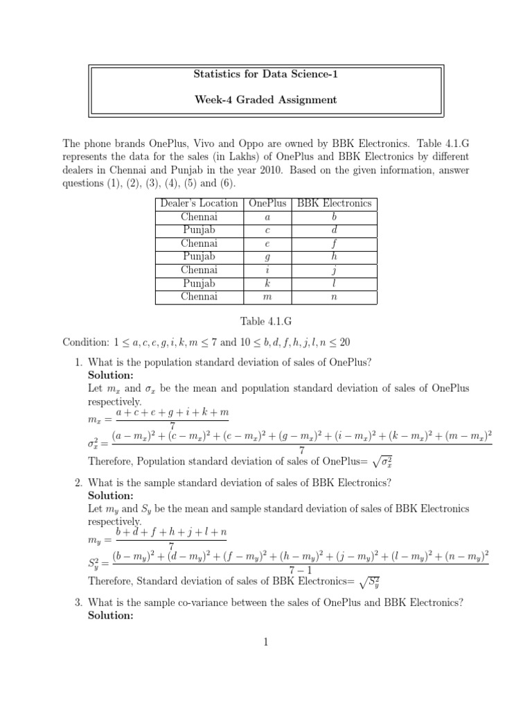 Week 4 G Sept 2021 | PDF | Covariance | Statistics