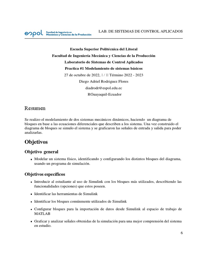 Practica1 SCA | PDF | Sistema de control | Ecuaciones