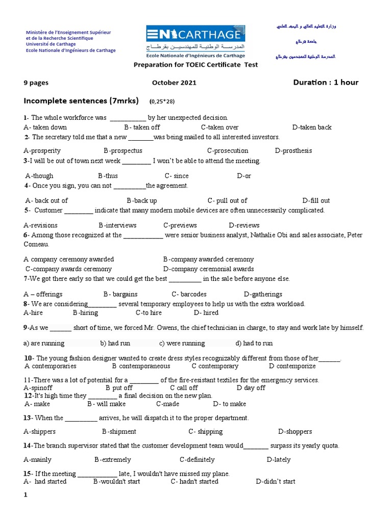 TOEIC DS 2021 Final Version | PDF | Credit Card | Human Resources
