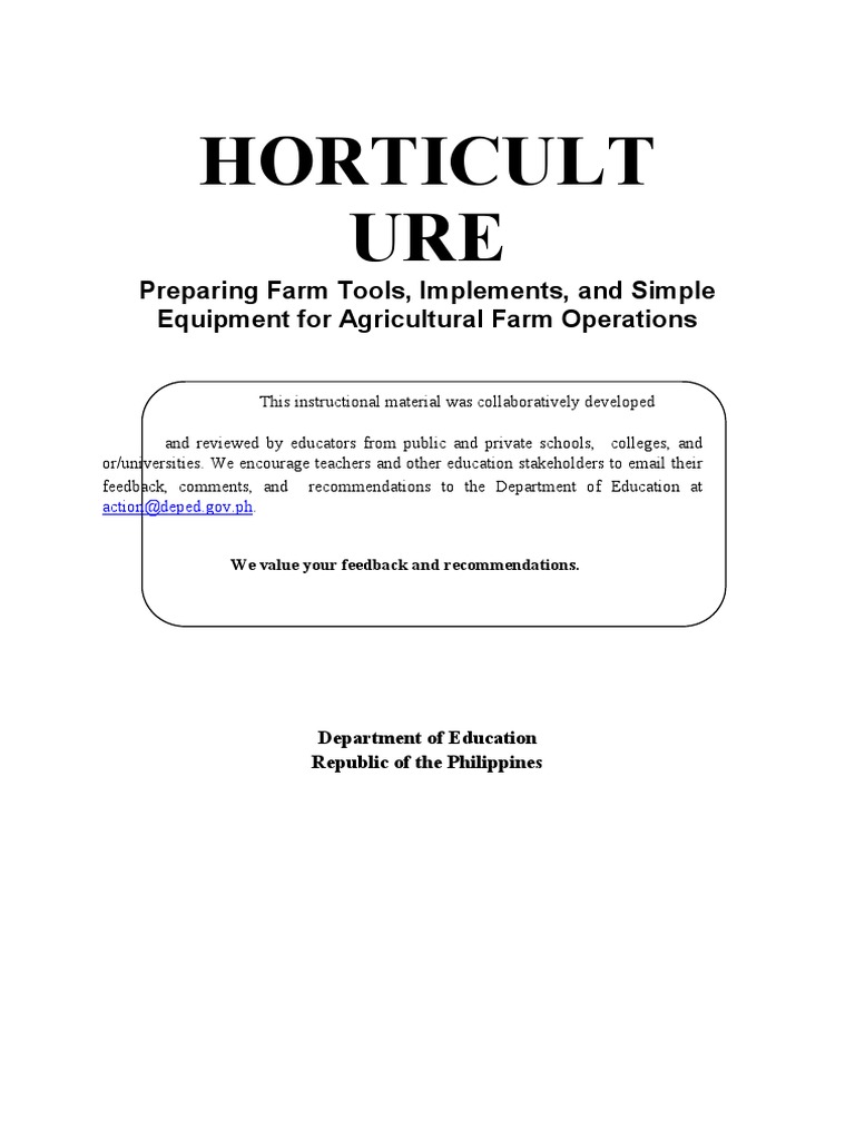 9 TLE - AFA - Horti. - Prep. Tools | PDF | Plough | Tractor