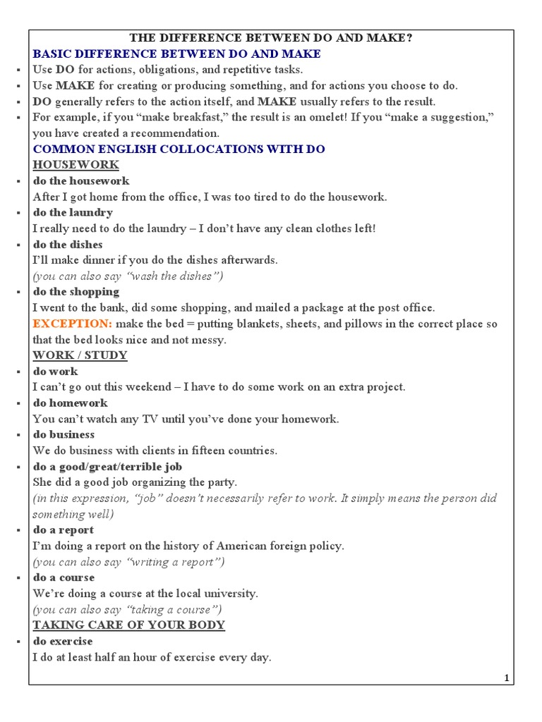 The Difference Between Do and Make | PDF