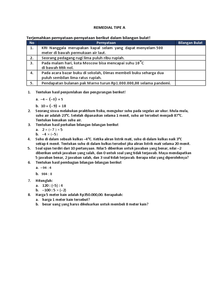 Remedial Tipe A B C | PDF