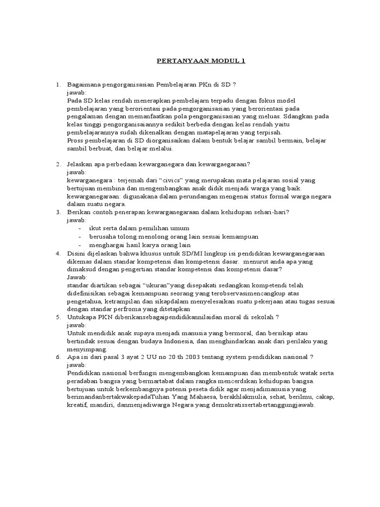 Pertanyaan PKN 11 | PDF | Karier & Perkembangan