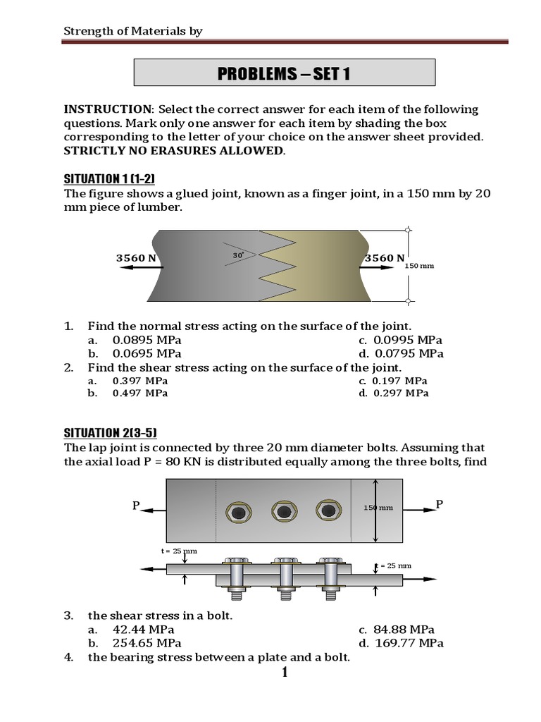 Problems Set 1 | PDF | Screw | Strength Of Materials Problems Set 1 | PDF | Screw | Strength Of Materials