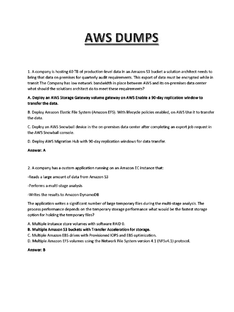 Aws Dumps | PDF | Amazon Web Services | Cloud Computing