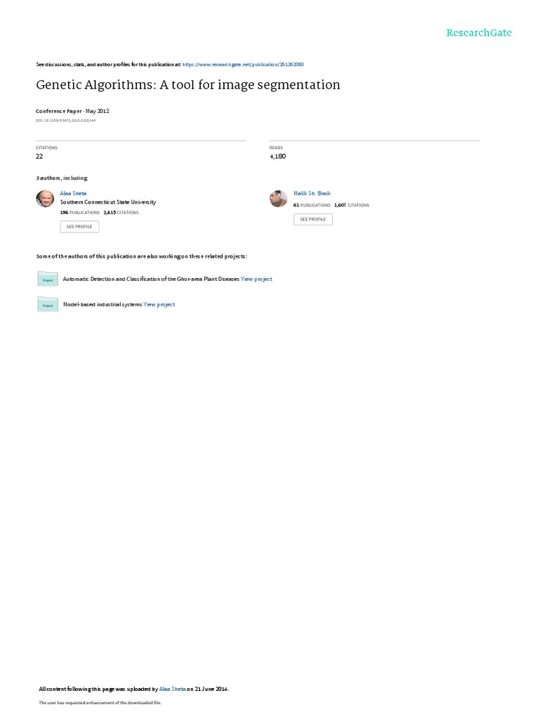 ImageGA Conf 2012 | PDF | Image Segmentation | Mathematical Optimization