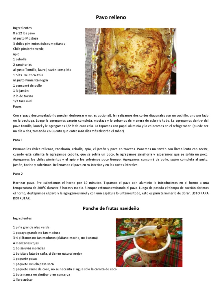Pavo Relleno | PDF | Plátano | Caldo