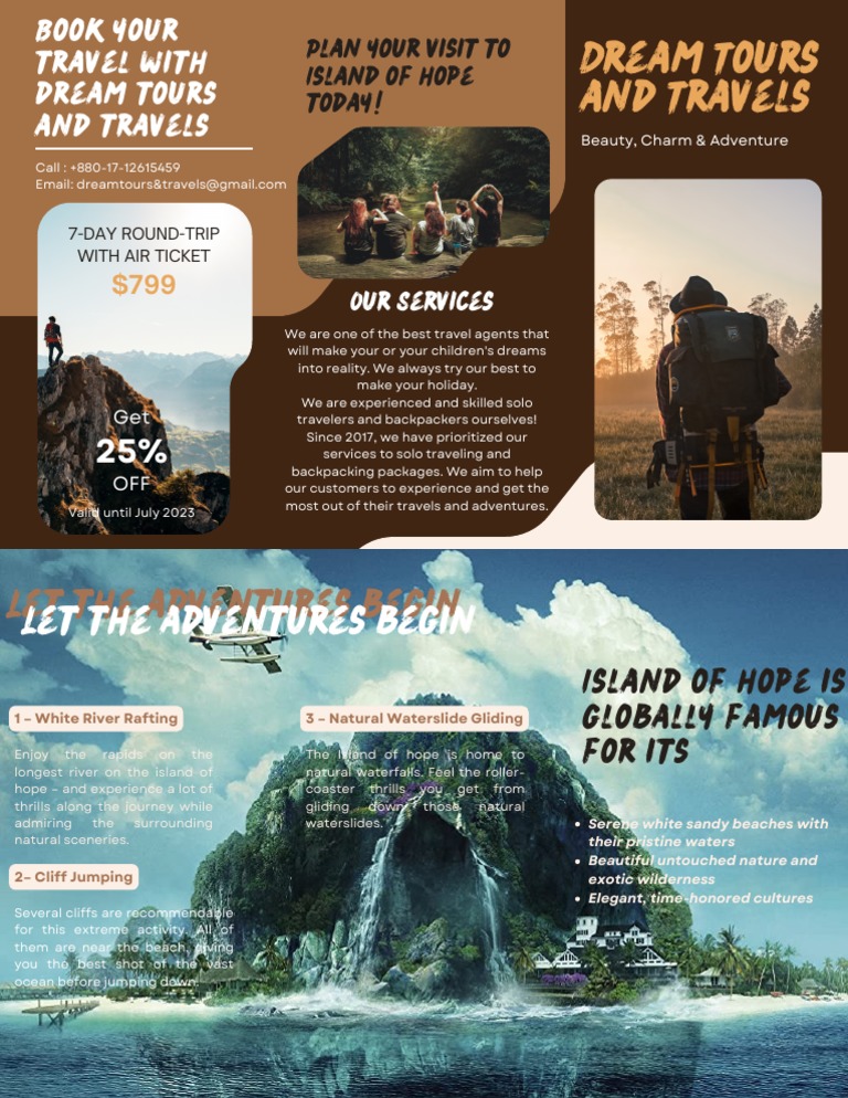 Brown Beige Maximalism Travel Adventure Trifold Brochure | PDF