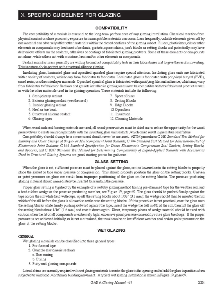 Specific Guidelines For Glazing | PDF | Glasses | Silicone