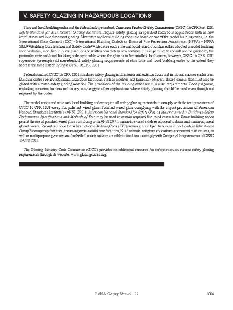 Safety Glazing in Hazardous Locations | PDF | Safety | Building Code