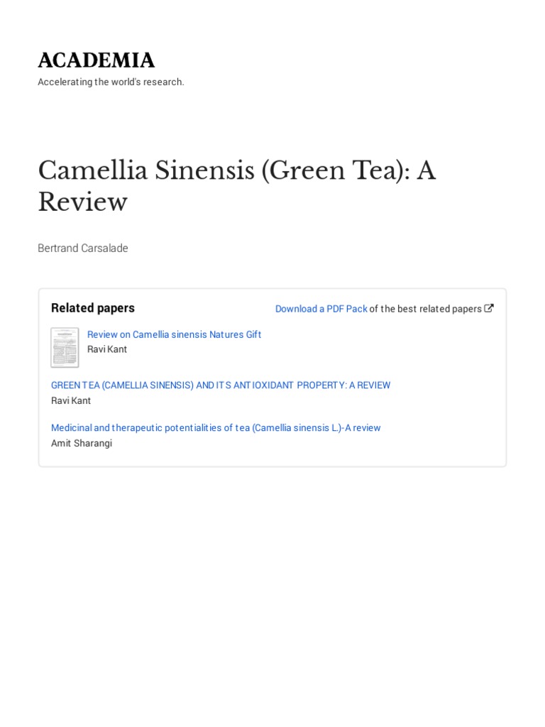 Toxicological Effects of Camellia Sinensis Green Tea A Review-With-Cover-Page-V2 | PDF ...