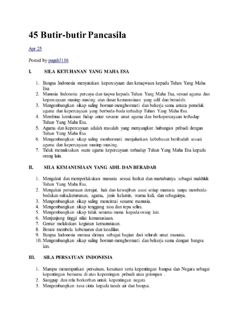 45 Butir Pancasila | PDF